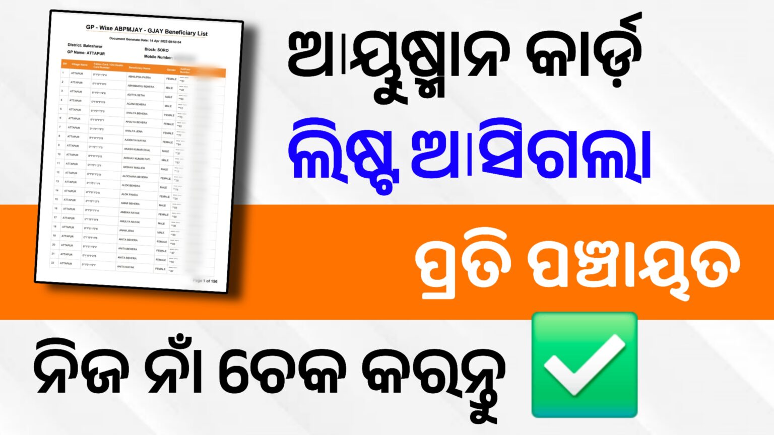 Ayushman Card New List 2025 | GJAY List Odisha Creativity